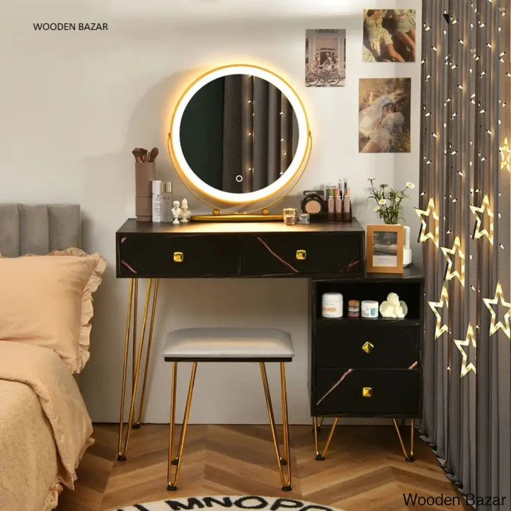 Black and gold dressing table stool store