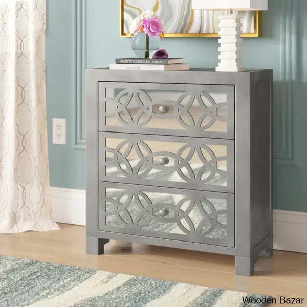 Warleigh 28 Tall 3 Drawer Mirrored Accent Chest Wooden Bazar